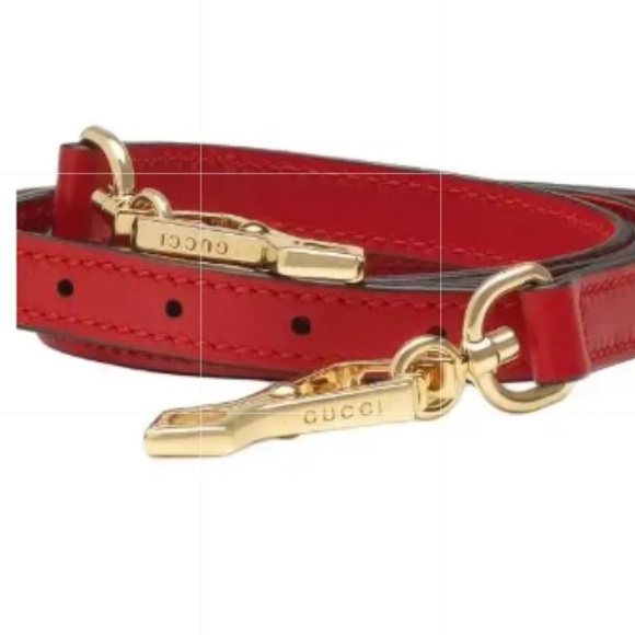 Gucci | Accessories | Gucci Red Leather Strap With Gold Accents | Poshmark